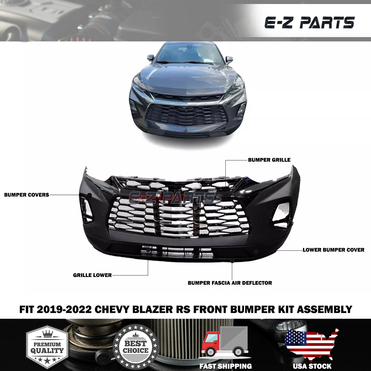 Fit 2019-2022 Chevy Blazer RS Front Bumper Kit Assembly – E-Zparts