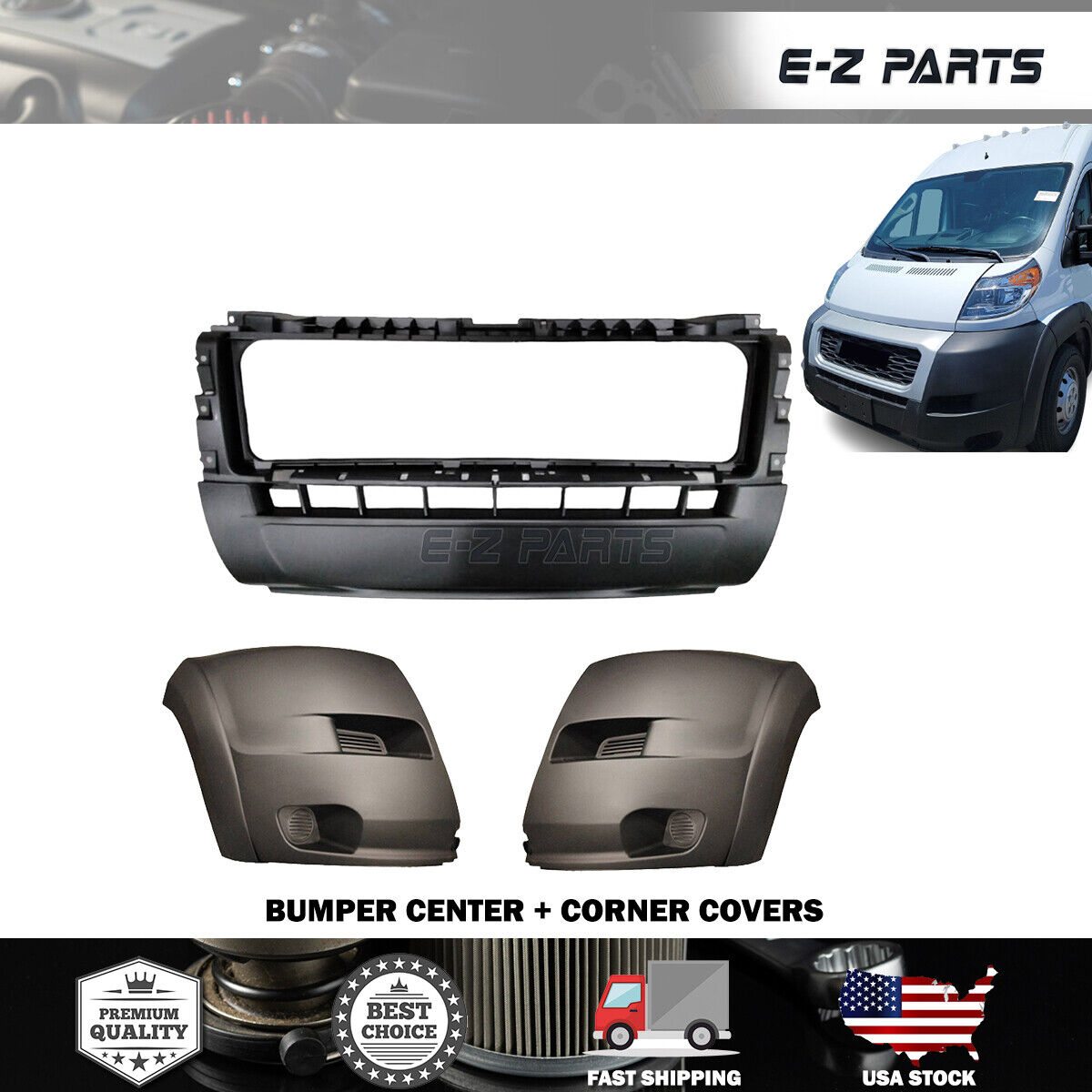 For 2019-2022 RAM Promaster Bumper Center + Corner Covers – E-Zparts